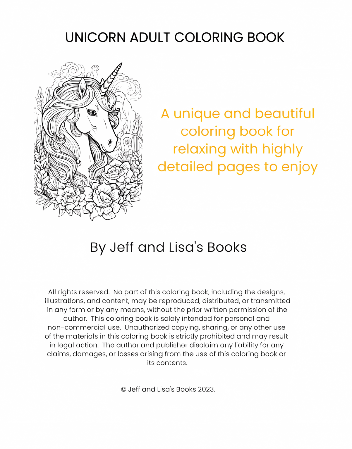 Unicorn PDF Printable Coloring Book – Jeff and Lisas